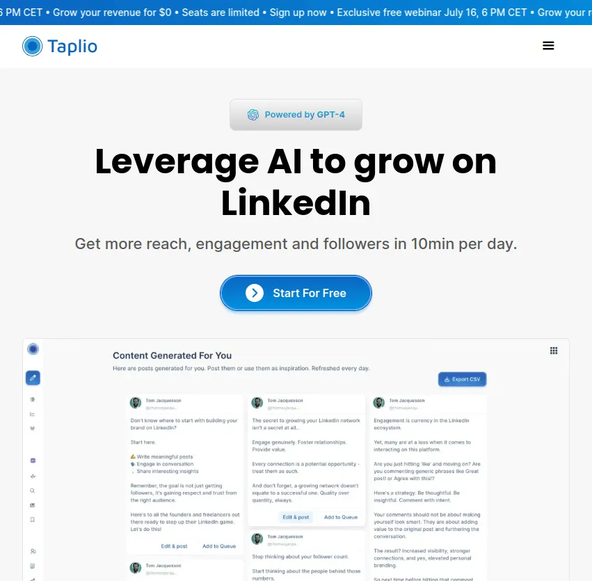 Taplio | Avis & Alternatives IA