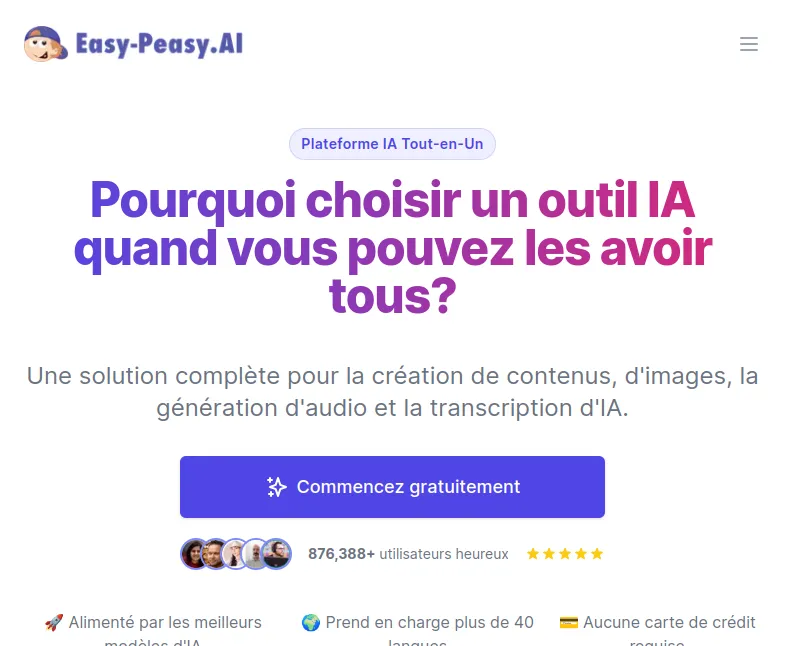 Easy Peasy | Avis & Alternatives IA